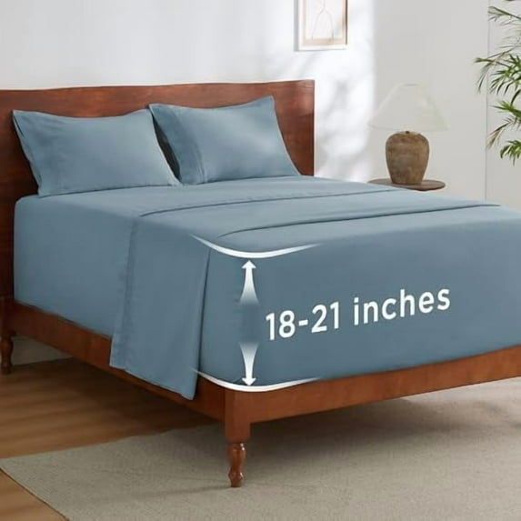 Deep Pocket Queen Sheets Set - Fits Mattresses Up to 21 Inches Thick ...