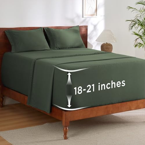Deep Pocket Queen Sheets Set - Fits Mattresses Up to 21 Inches Thick ...