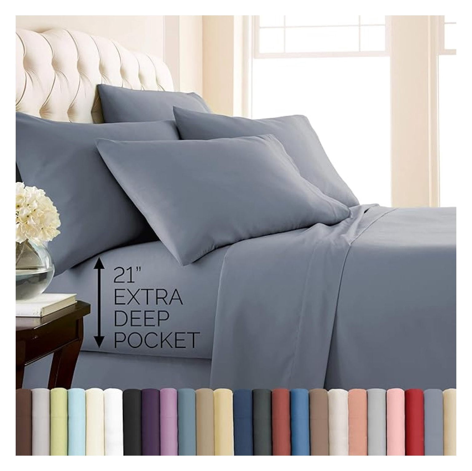 Deep Pocket Split King Bed Sheet Set, 7-Piece Ultra Soft Microfiber ...