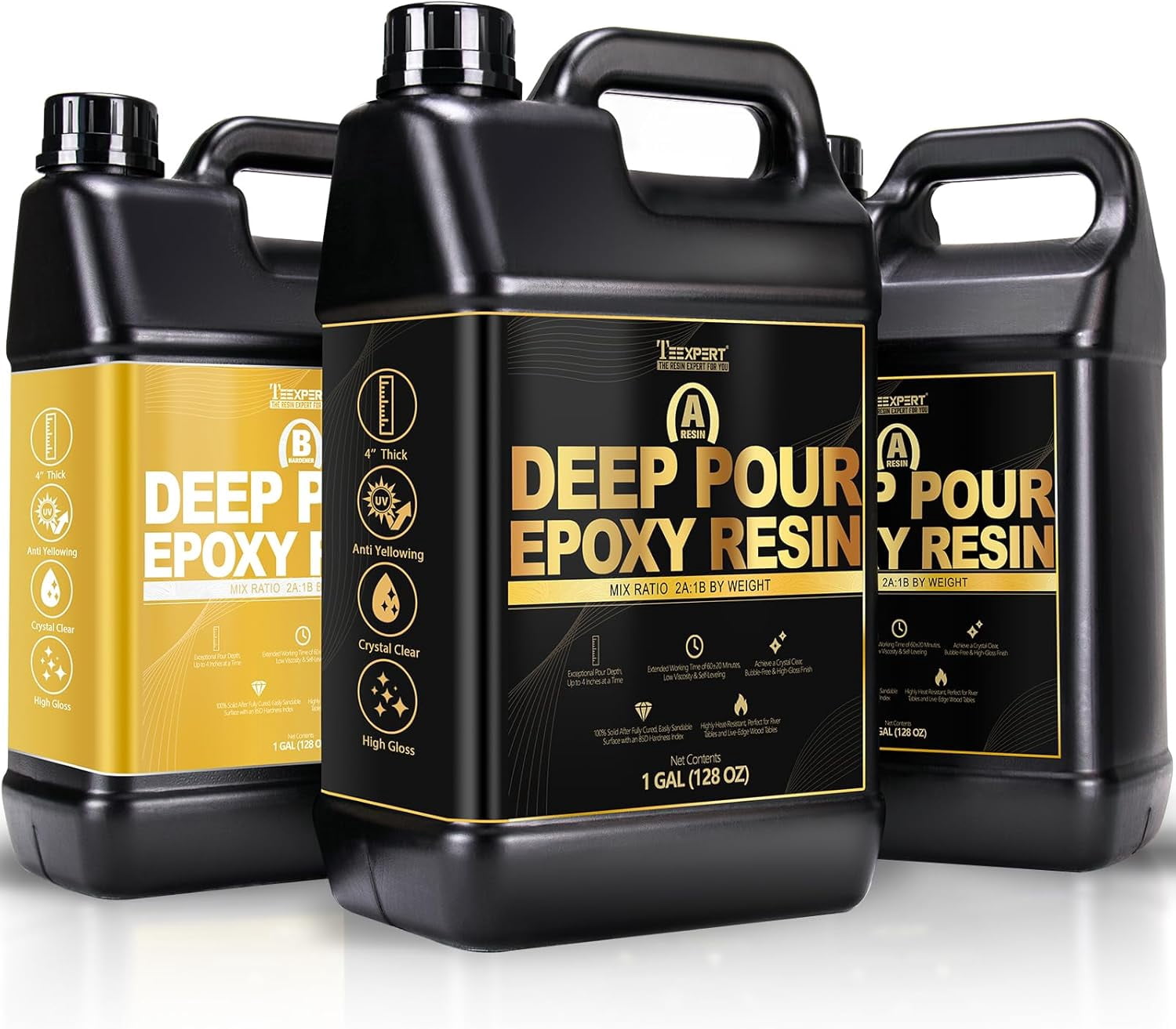 Deep Pour Epoxy Resin 3 Gallon Kit – 2:1 Weight Ratio, Up to 4-Inch ...