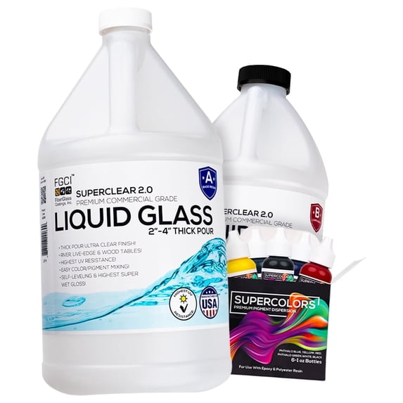 Deep Pour Epoxy Resin Liquid Glass 1.5 Gallon Kit, 2-4 inch Super Clear ...