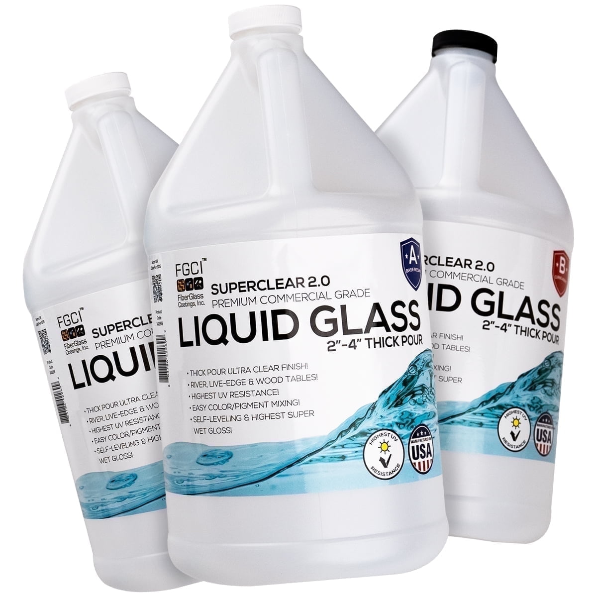 Deep Pour Epoxy Resin Liquid Glass 3 GL Kit, 2-4 inch Super Clear ...