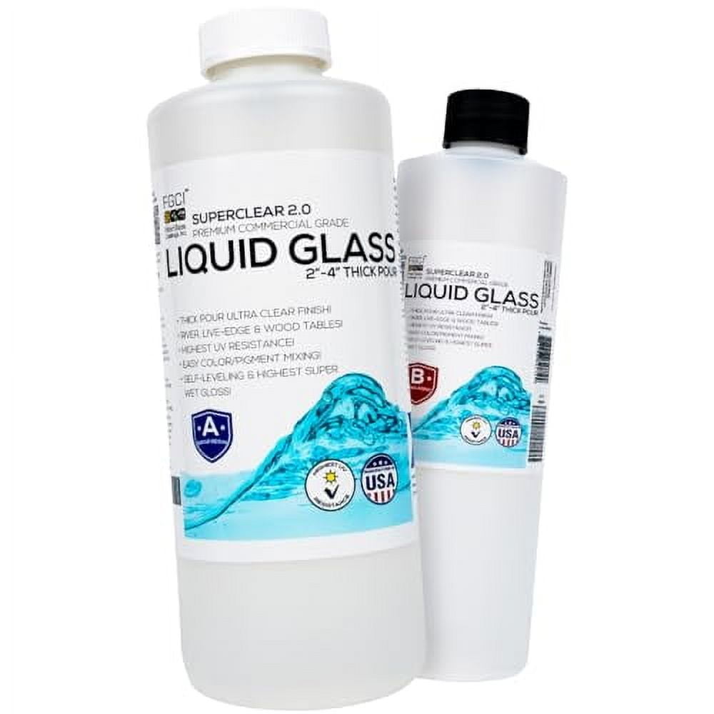 Deep Pour Epoxy Resin Liquid Glass 48 oz Kit, 2-4 inch Amazing Clear ...