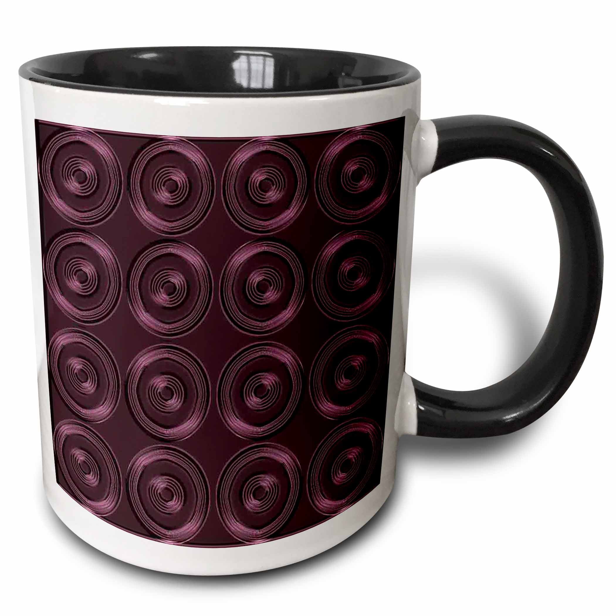 3drose, Deep Purple Circle Patterns, 15oz Two-tone Black Mug - Walmart.com