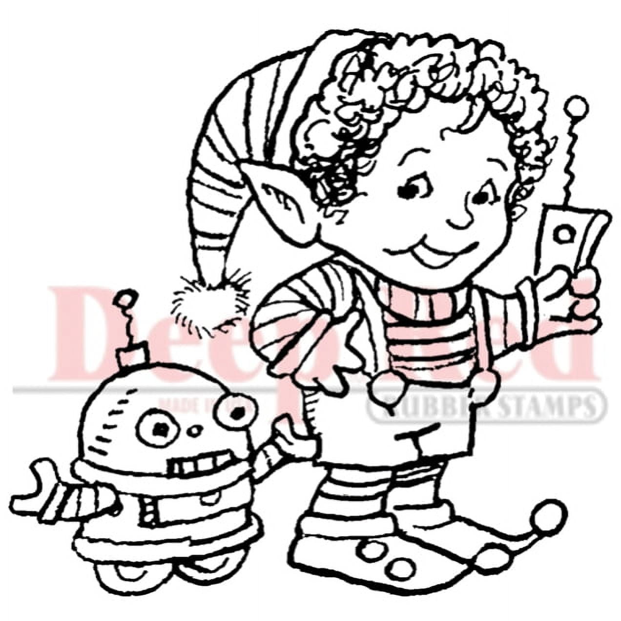 Deep Red Cling Stamp 2"X2"-Elf Robot, Pk 3, Deep Red Stamps - Walmart.com