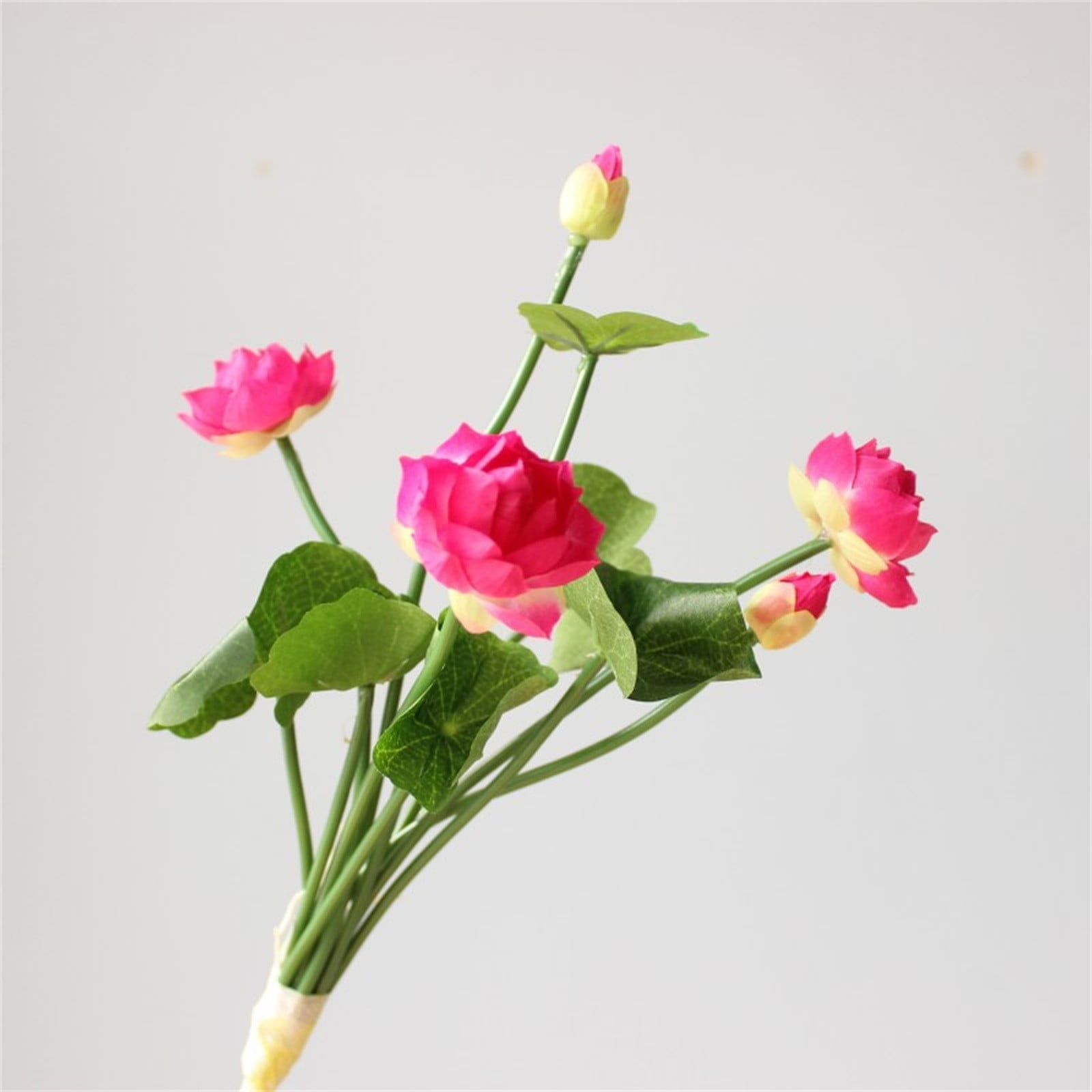 Deep Red Artificial Lotus Artificial Flowers Bouquet With Leaves Real ...