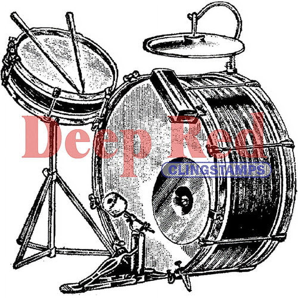 Deep Red Cling Rubber Stamp Rubber Stamp Drum Set Music - Walmart.com