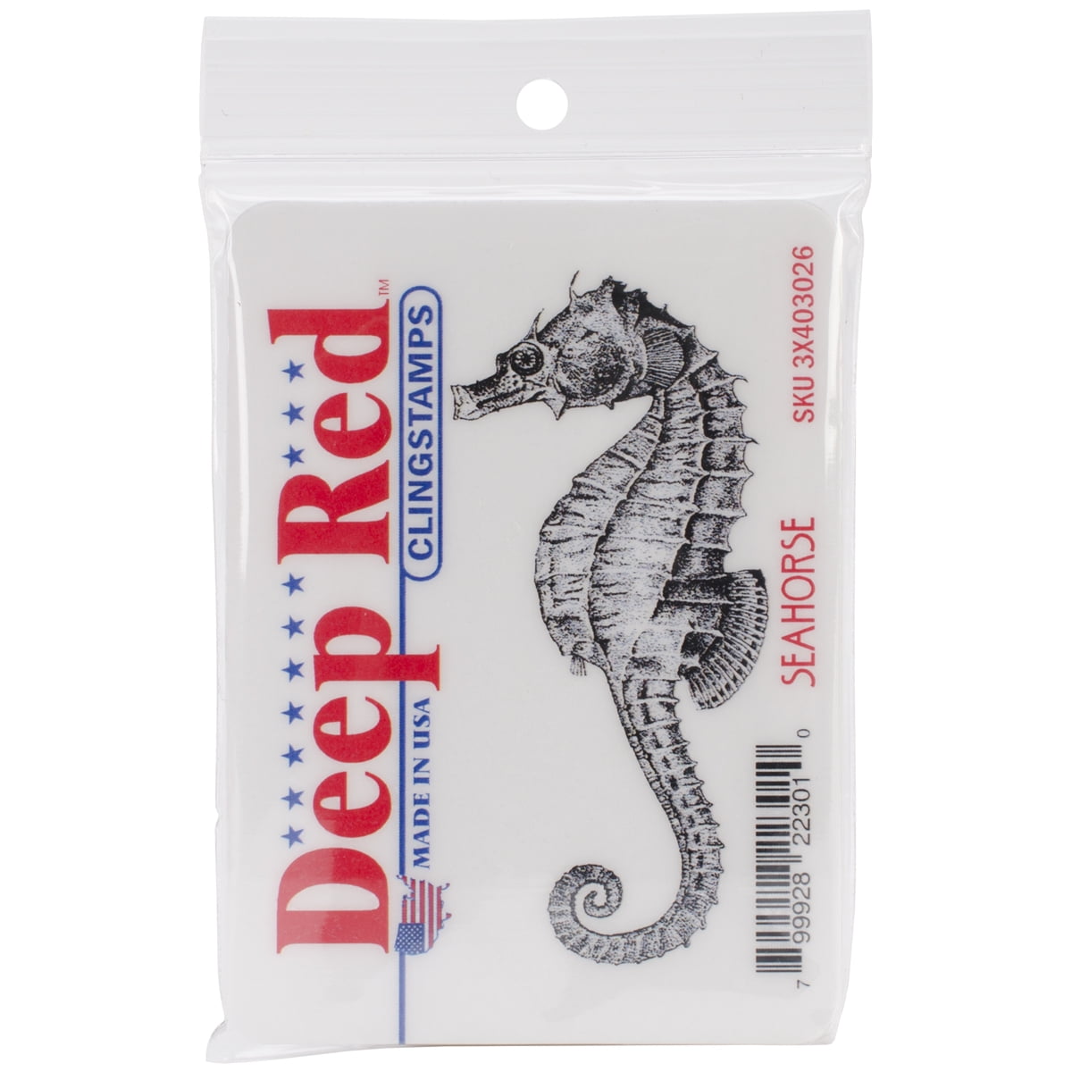 Deep Red Cling Stamp 1.25"X3.25"-Seahorse, Pk 3, Deep Red Stamps ...