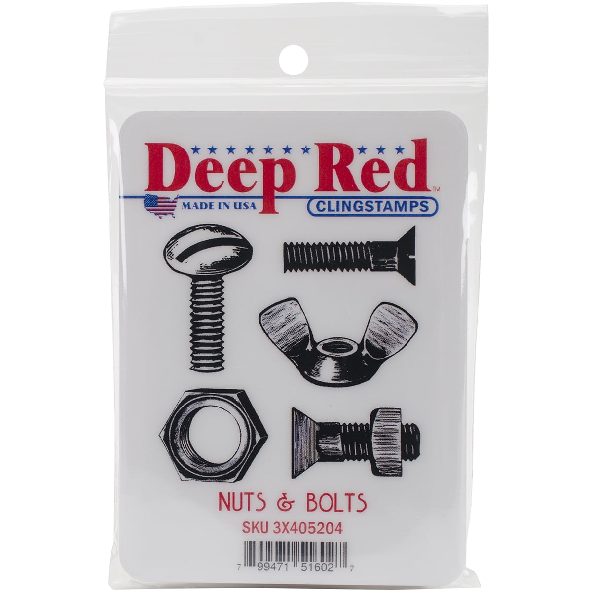 Deep Red Cling Stamp 2"X2"-Nuts & Bolts, Pk 3, Deep Red Stamps ...