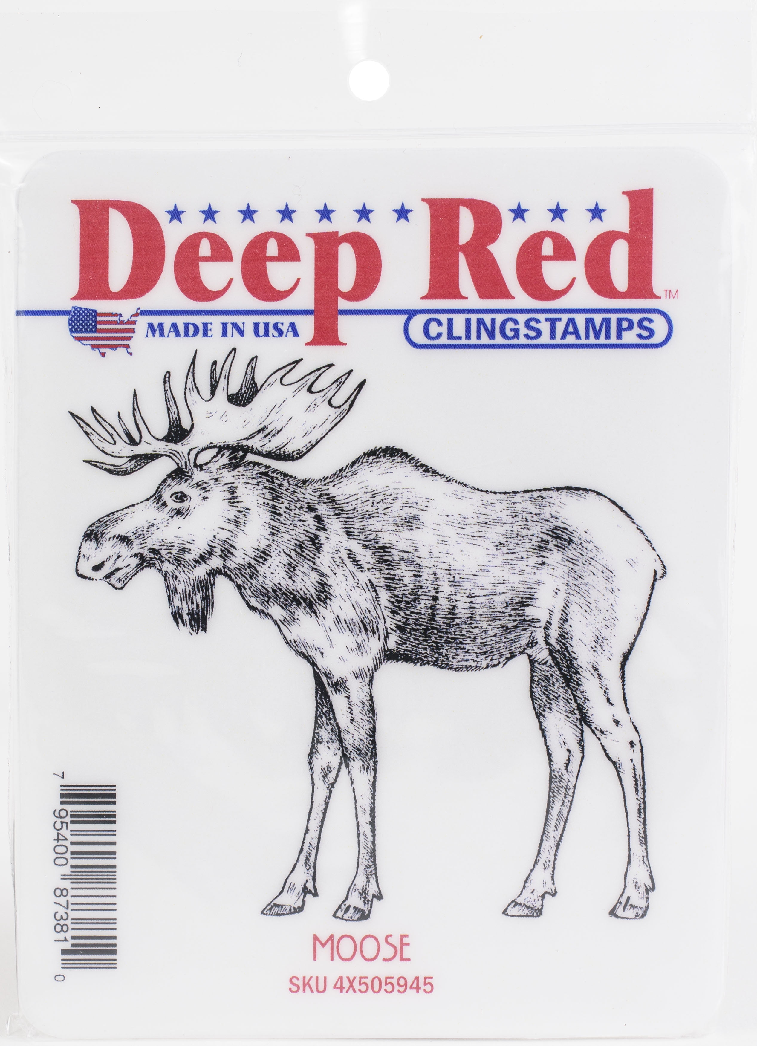 Deep Red Cling Stamp 3.2"X3"-Moose - Walmart.com