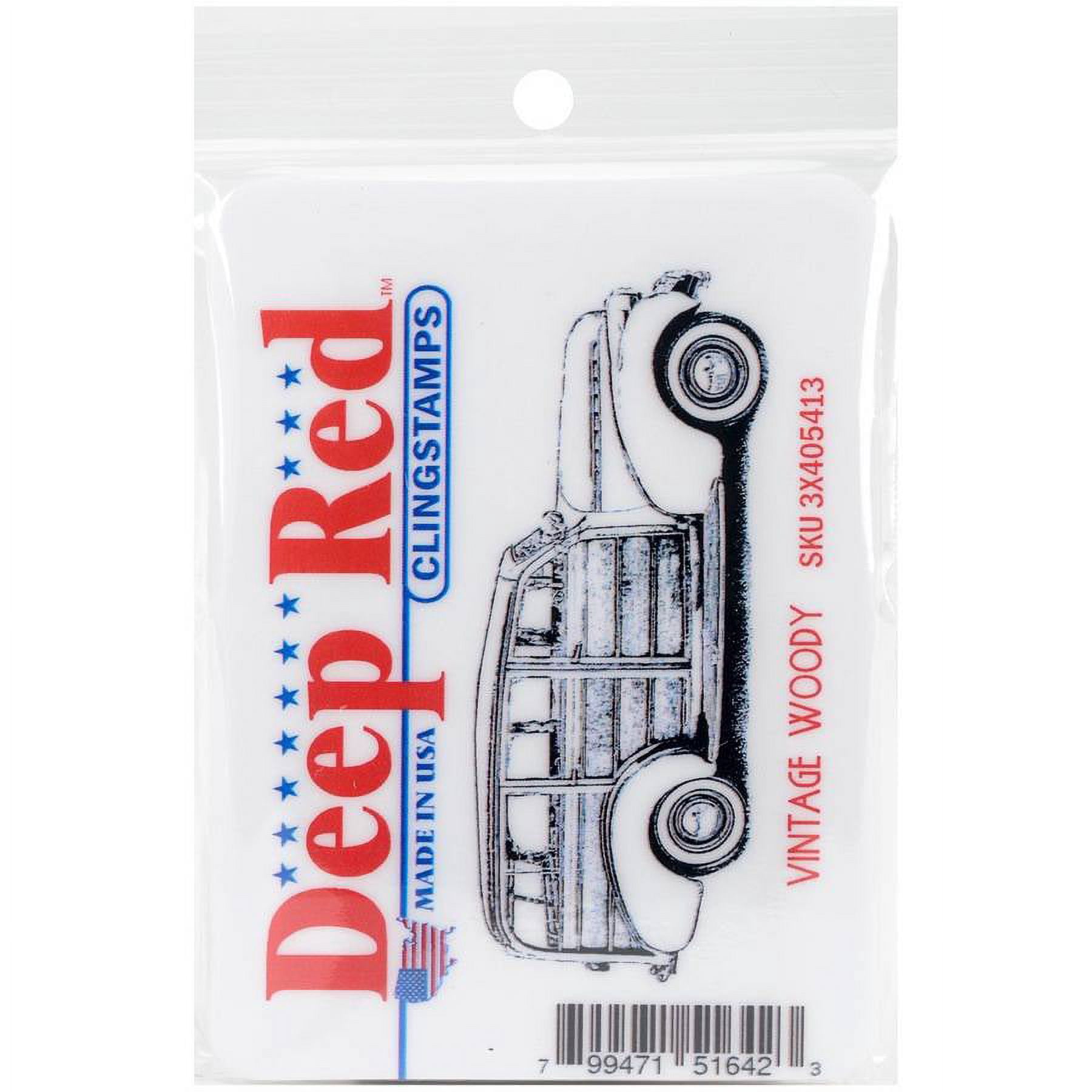 Deep Red Cling Stamp 3"X1.25"-Vintage Woody, Pk 3, Deep Red Stamps ...
