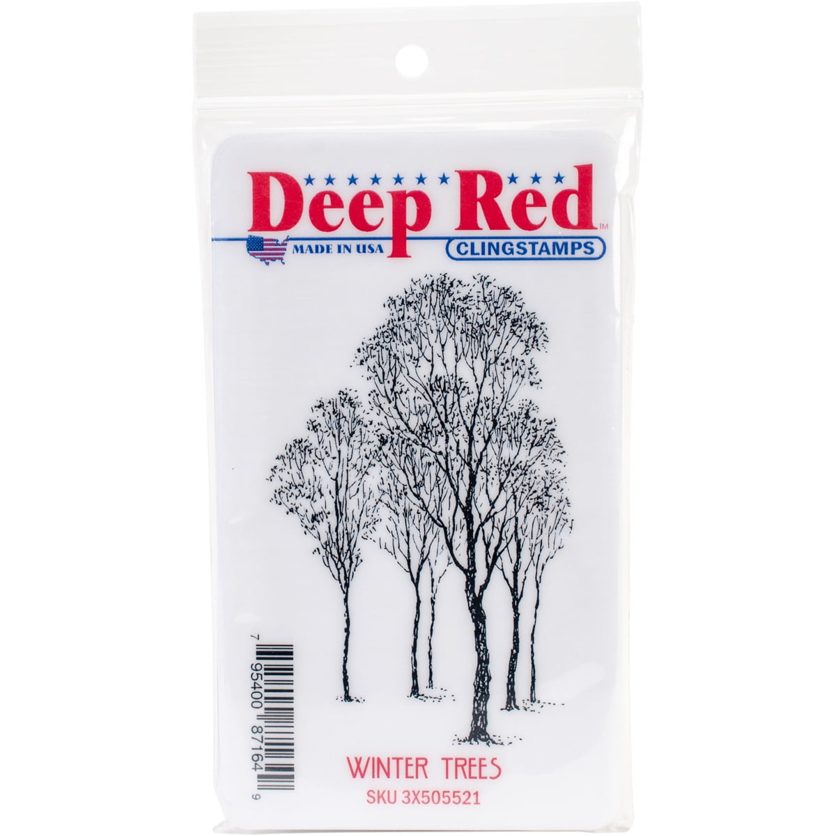 Deep Red Cling Stamp 3"X5" Winter Trees - Walmart.com
