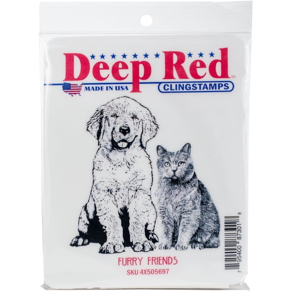 Deep Red Cling Stamp 4"X5"-Furry Friends - Walmart.com
