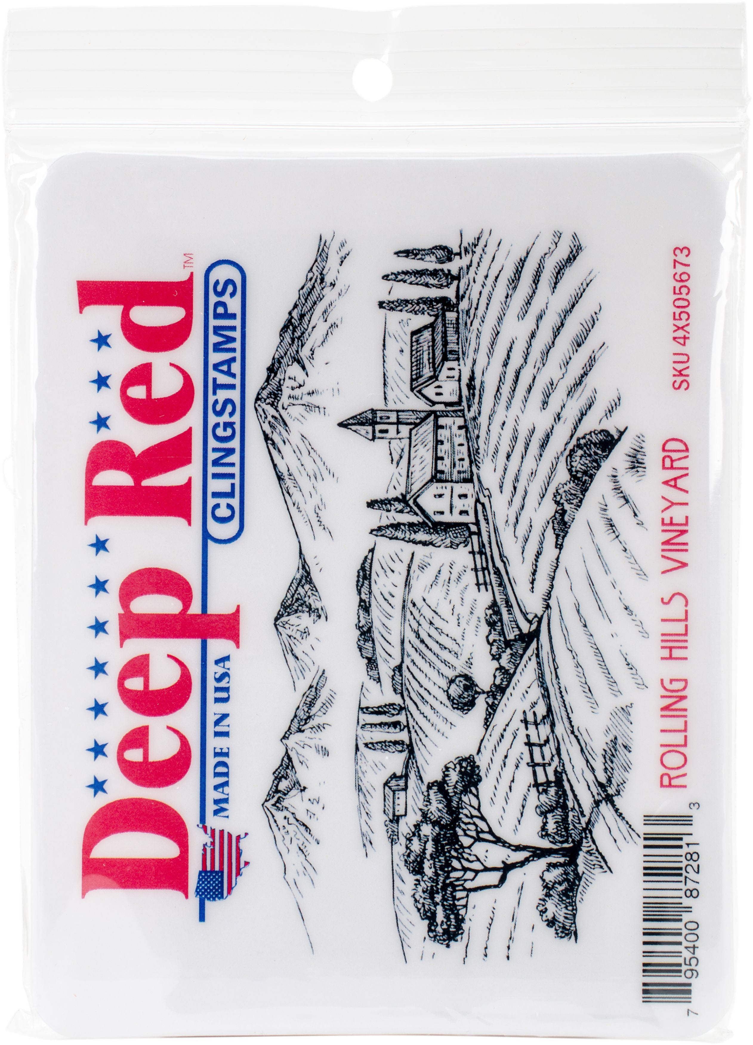 Deep Red Cling Stamp 4"X5"-Rolling Hills Vineyard - Walmart.com