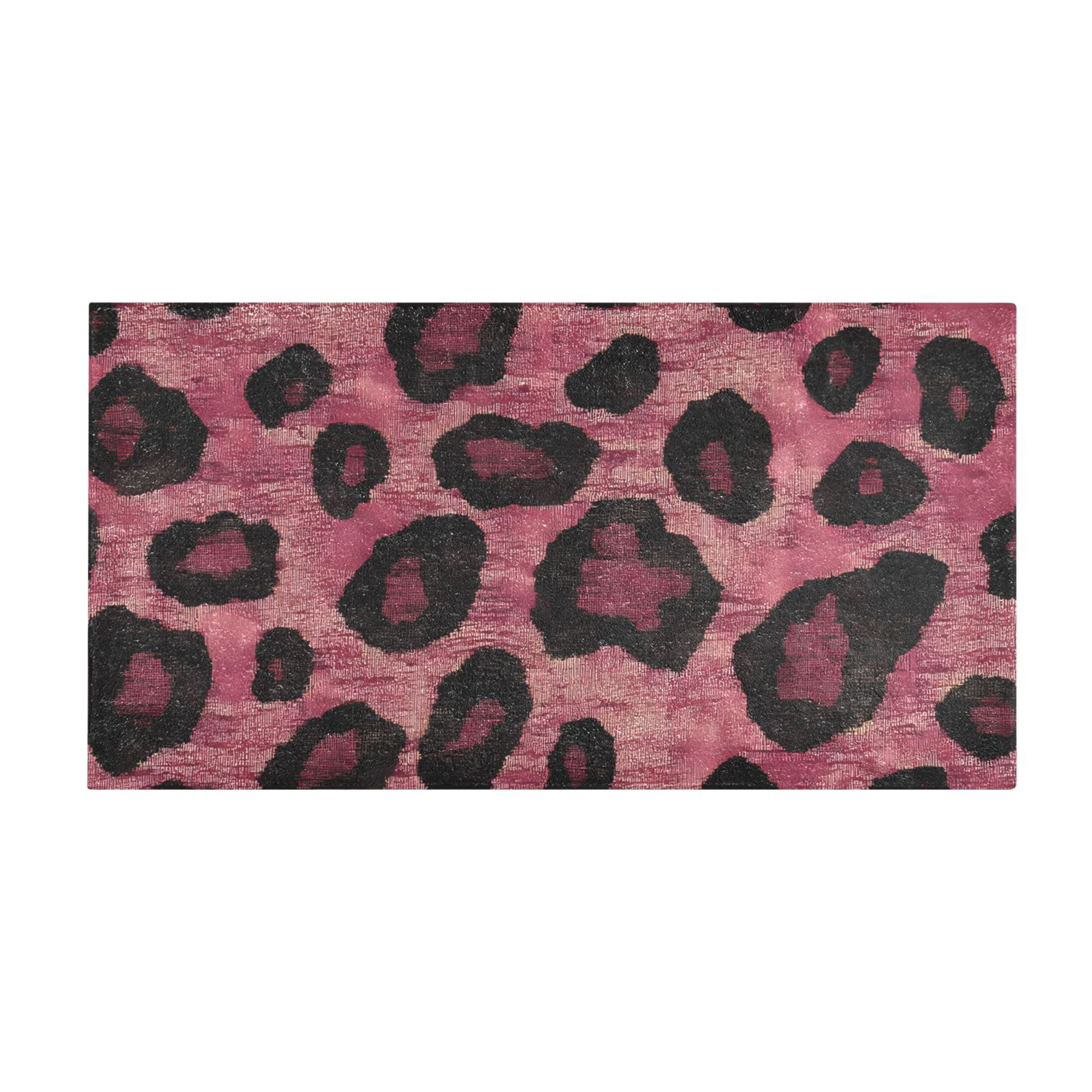 Deep Red Leopard Pattern Bath Mat 39x20 Inch Soft Absorbent Non-Slip ...