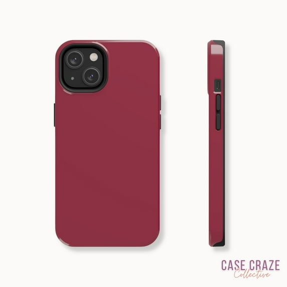 Deep Red Minimalist Solid Color Aesthetic Phone Case with iPhone 17 ...