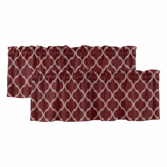 Deep Red Morocco Curtain Valances for Windows, Kitchen Valance Window ...