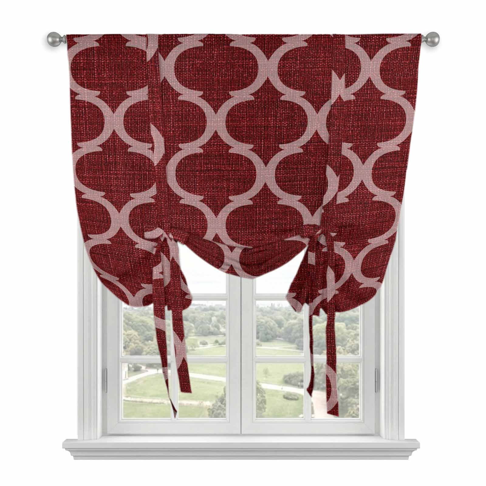 Deep Red Morocco Tie Up Curtains for Window, Thermal Insulated Balloon ...