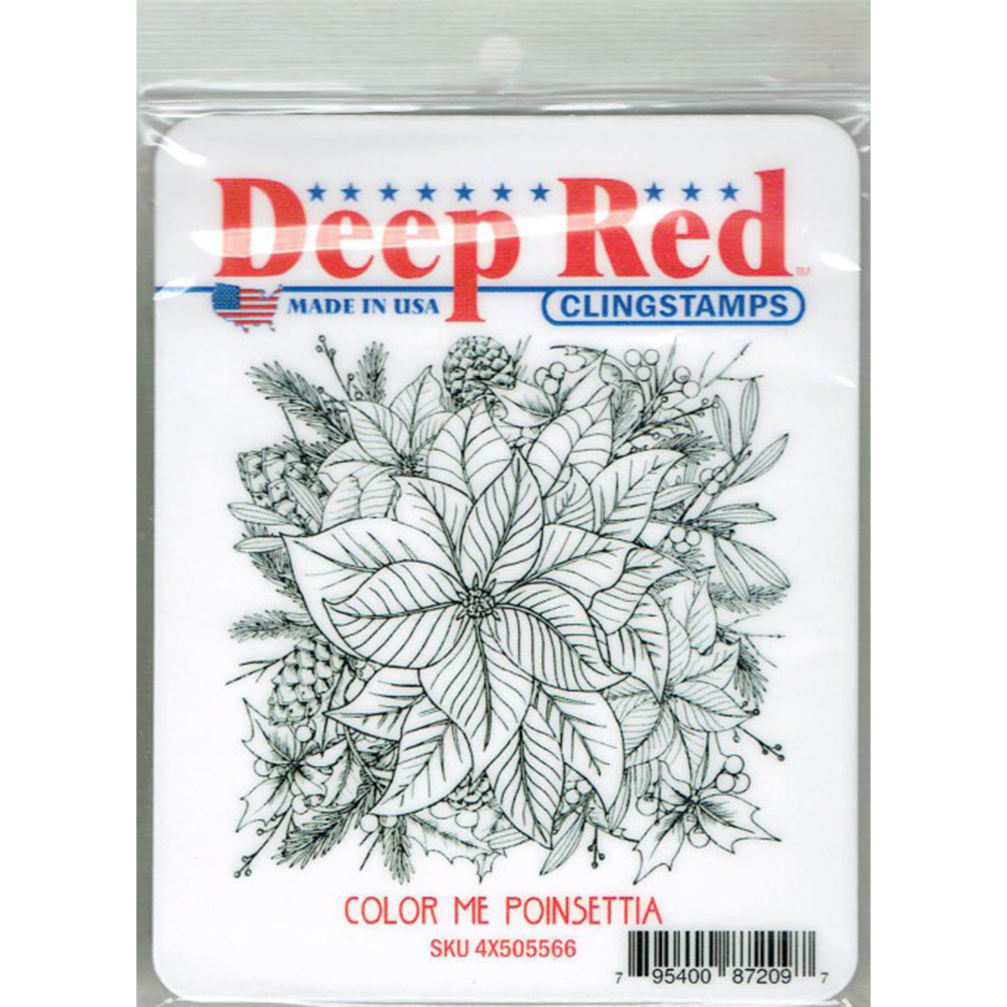 Deep Red Rubber Stamp Color Me Holiday Christmas Flower Poinsettia ...