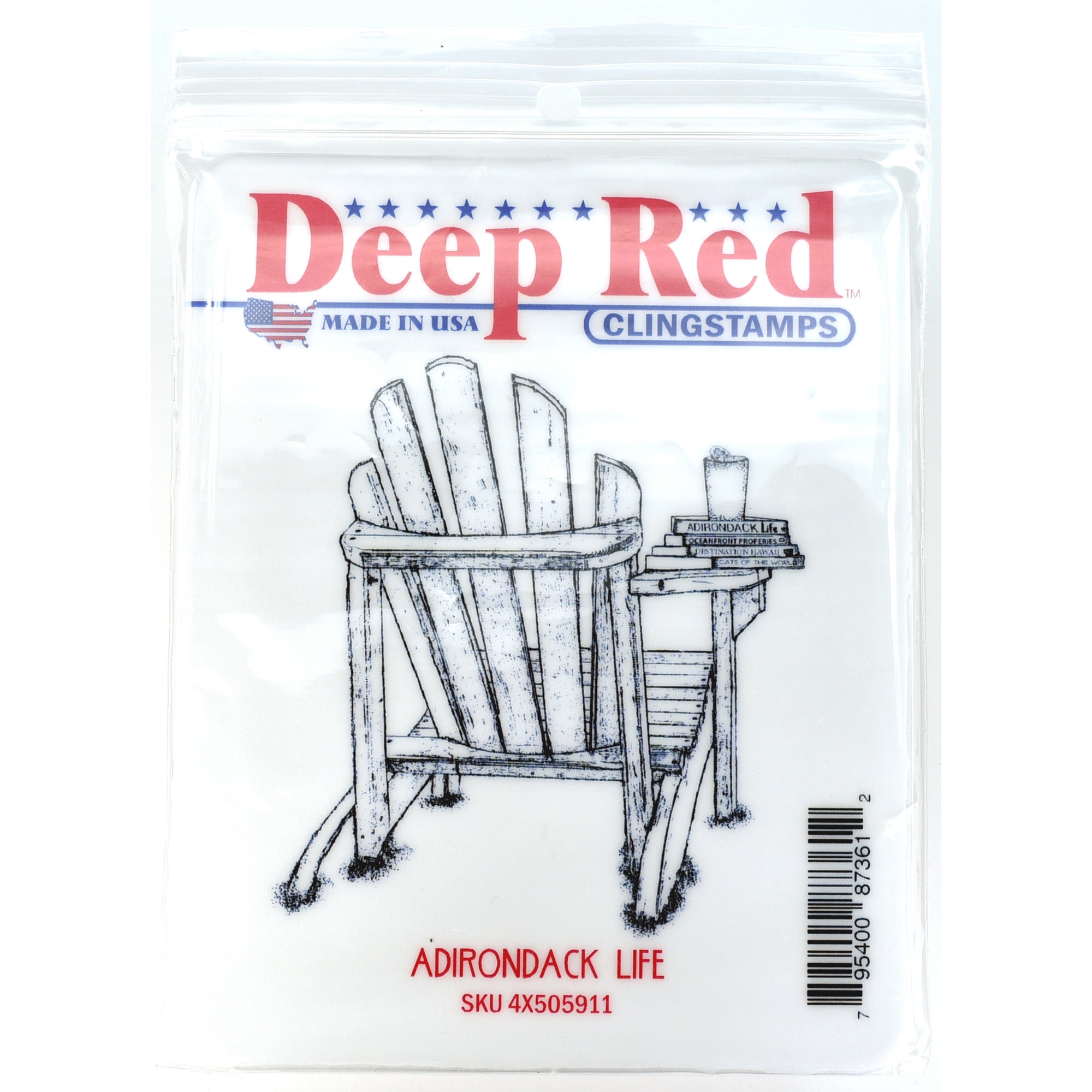 Deep Red Stamps Adirondack Life Rubber Cling Stamp 3 x 3.2 inches ...