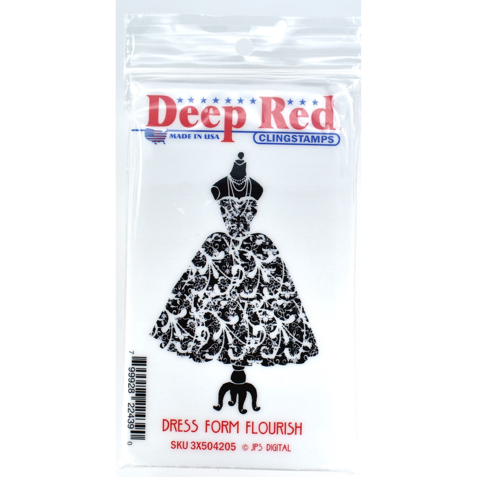 Deep Red Stamps Dress Form Flourish Rubber Cling Stamp 1.9 x 3 inches ...