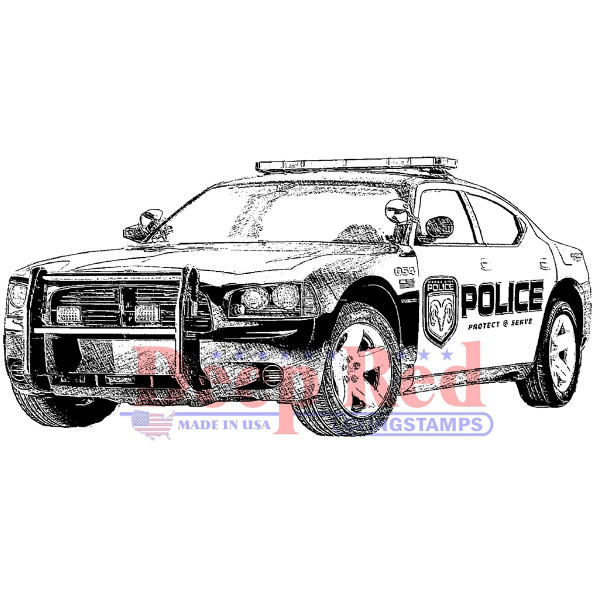 Deep Red Stamps Police Car Rubber Cling Stamp 3.1 x 1.5 inches ...
