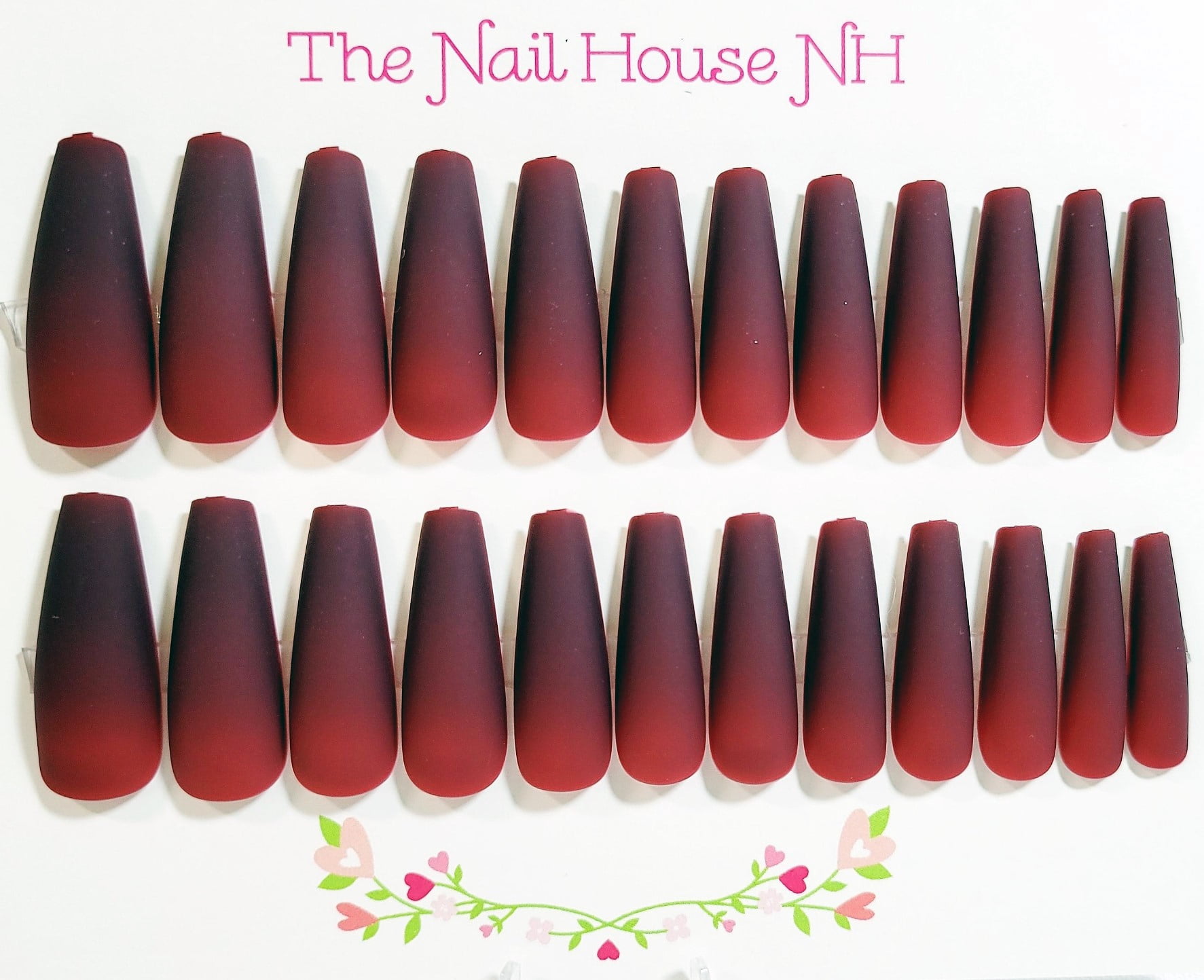 Deep Red - The Solids Collection Matte Long Coffin Press On Nails - 24 ...