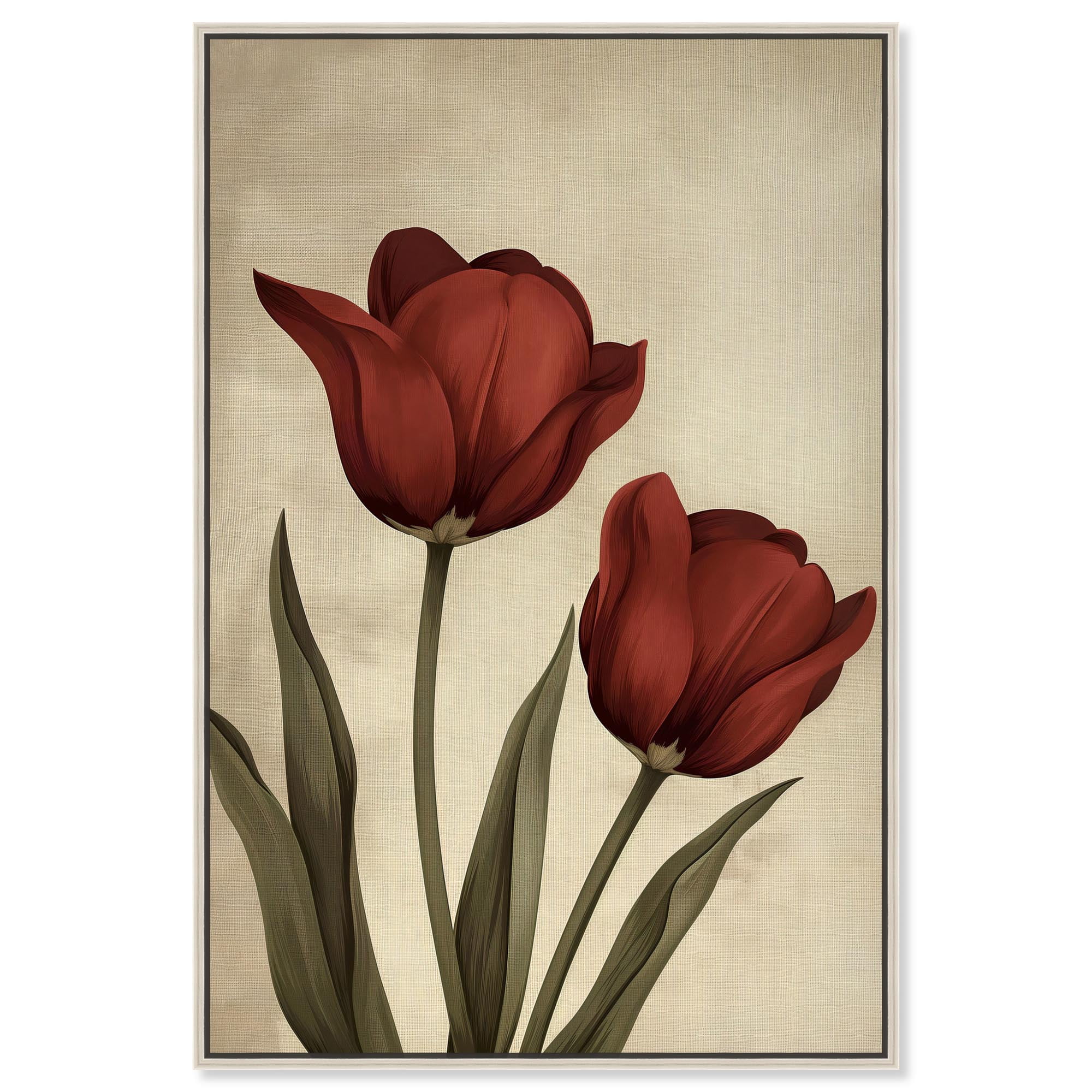 Deep Red Tulips Canvas Vintage Floral Art by Art Remedy, Silver Frame, 20 x 30 - Walmart.com