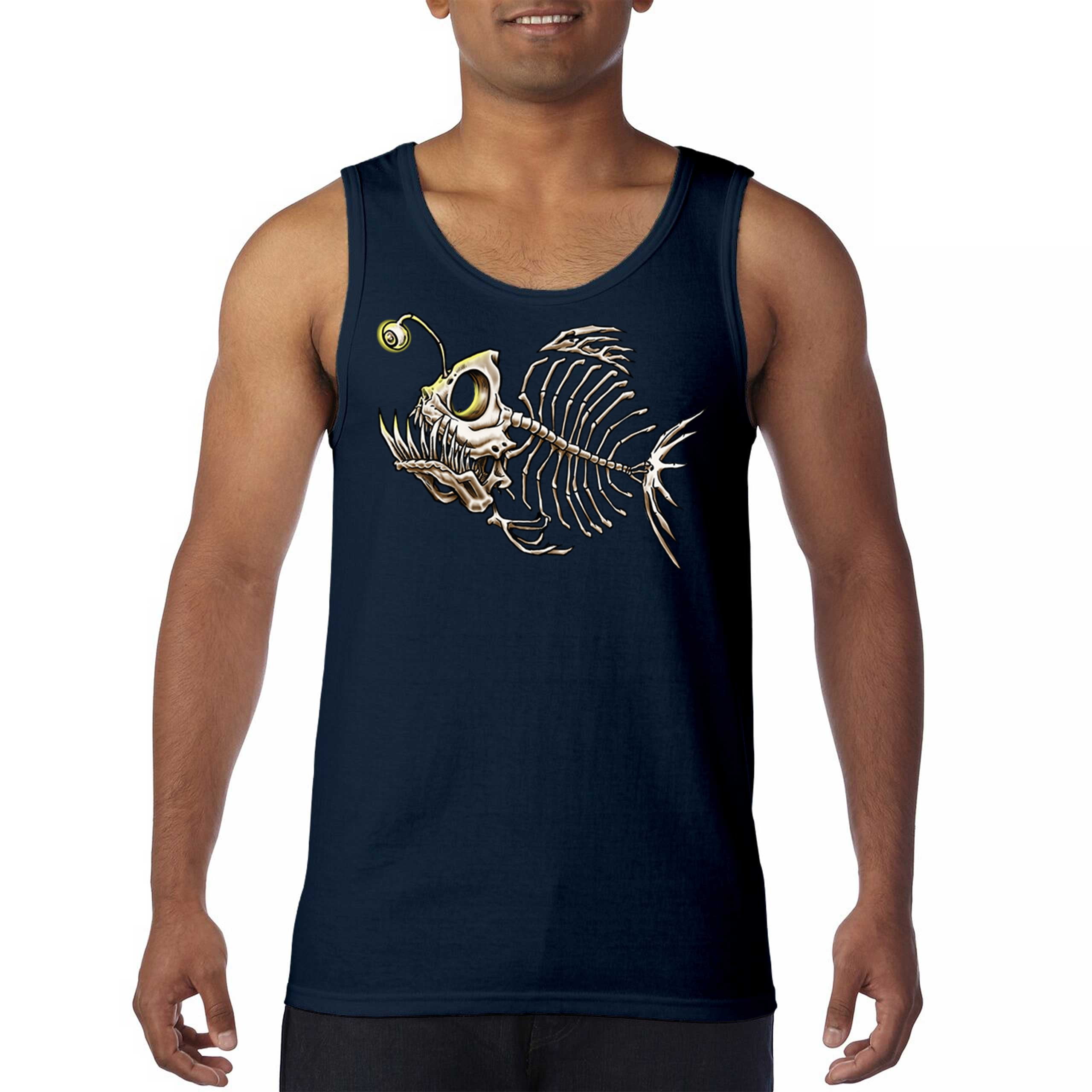 Deep Sea Angler Fish Skeleton Tank Top Fishermen Fishing Lover Gift ...