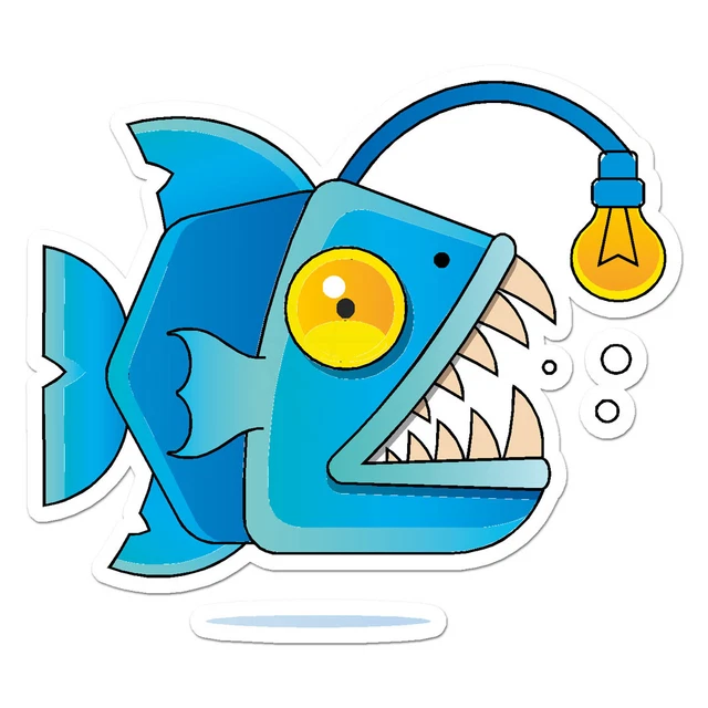 Deep Sea Angler Fish Sticker Phone Decal Water Bottle Stickers Car ...