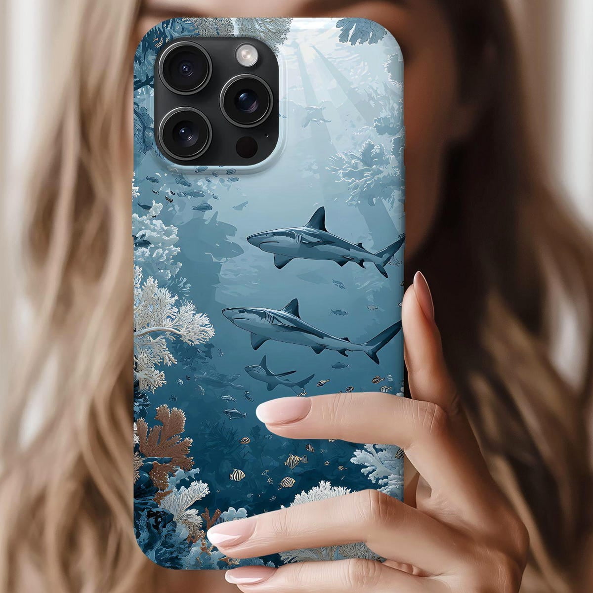 Deep Sea Coral Reef Shark Ocean Phone Case for 17 16 15 14 13 12 11 Pro ...