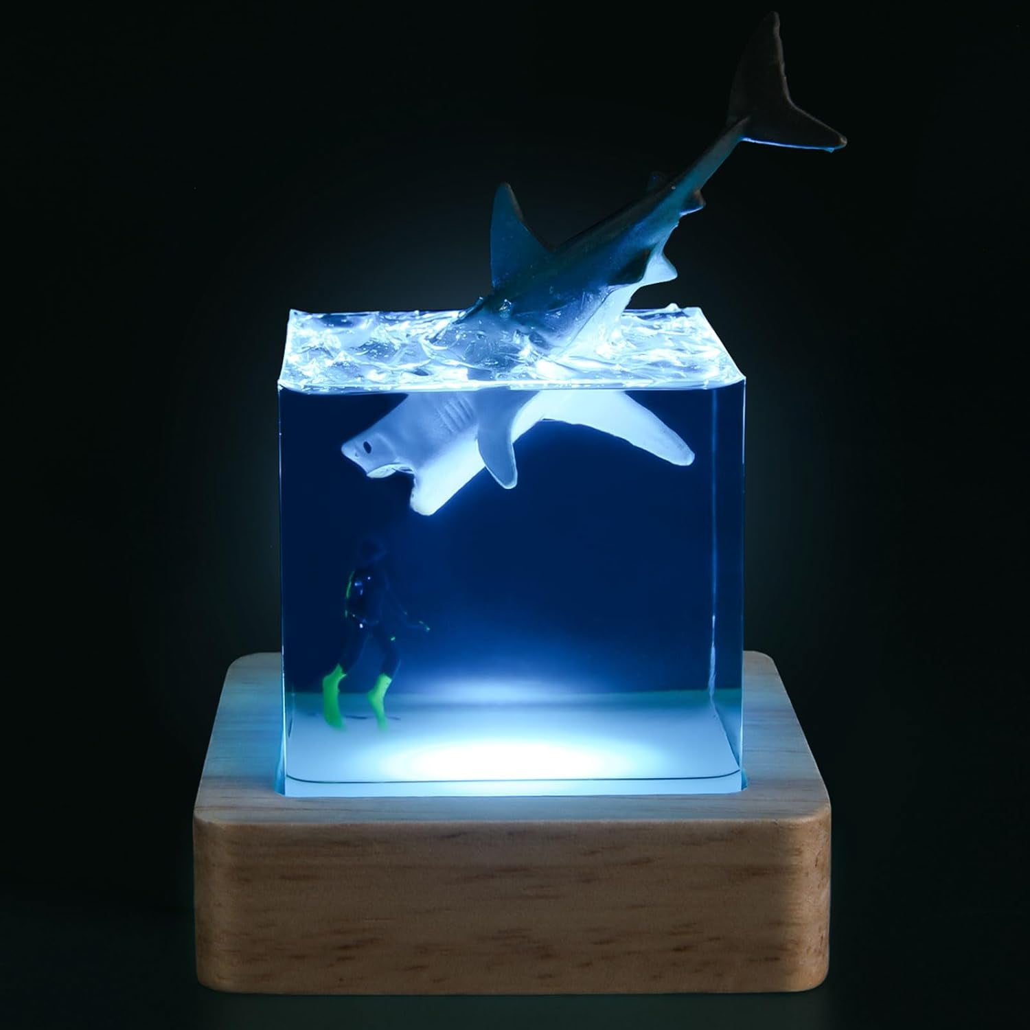 Deep Sea Diving Night Light Shark and Diver Ocean Lights Unique ...