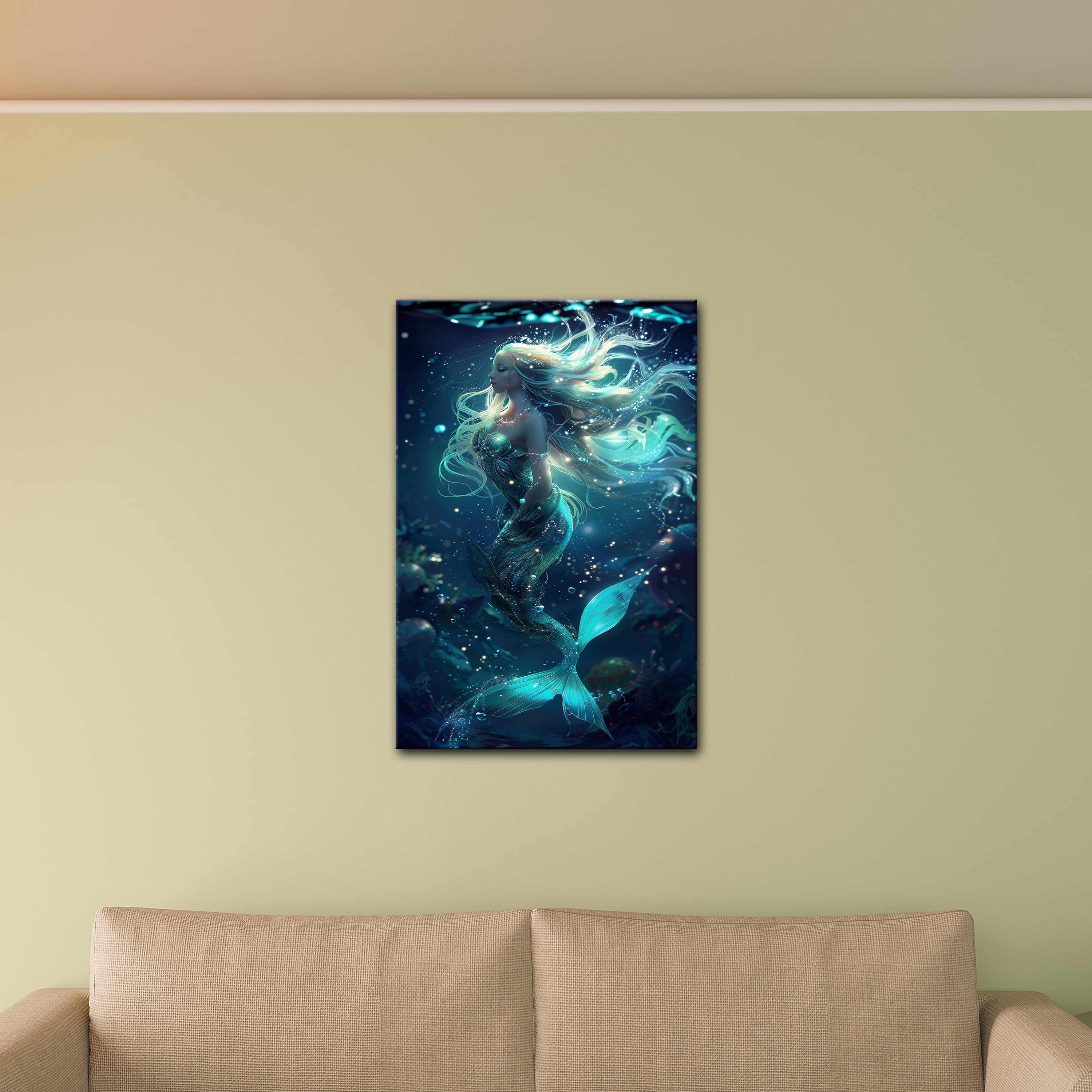 Deep Sea Dream- Sparkling Flow Mermaid (24 "x16" Customizable) by Genie ...
