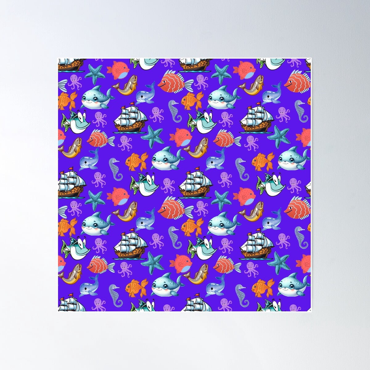 Deep Sea Dwellers: A Vibrant Pattern Showcasing A Diverse Array Of ...