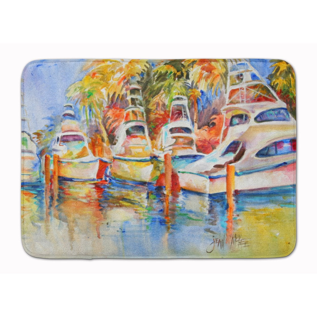 Deep Sea Fishing Boats at the Dock Machine Washable Memory Foam Mat ...