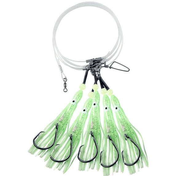Deep Sea Fishing Rig with Glow Squid Lure Trolling Bottom Rig Surf ...
