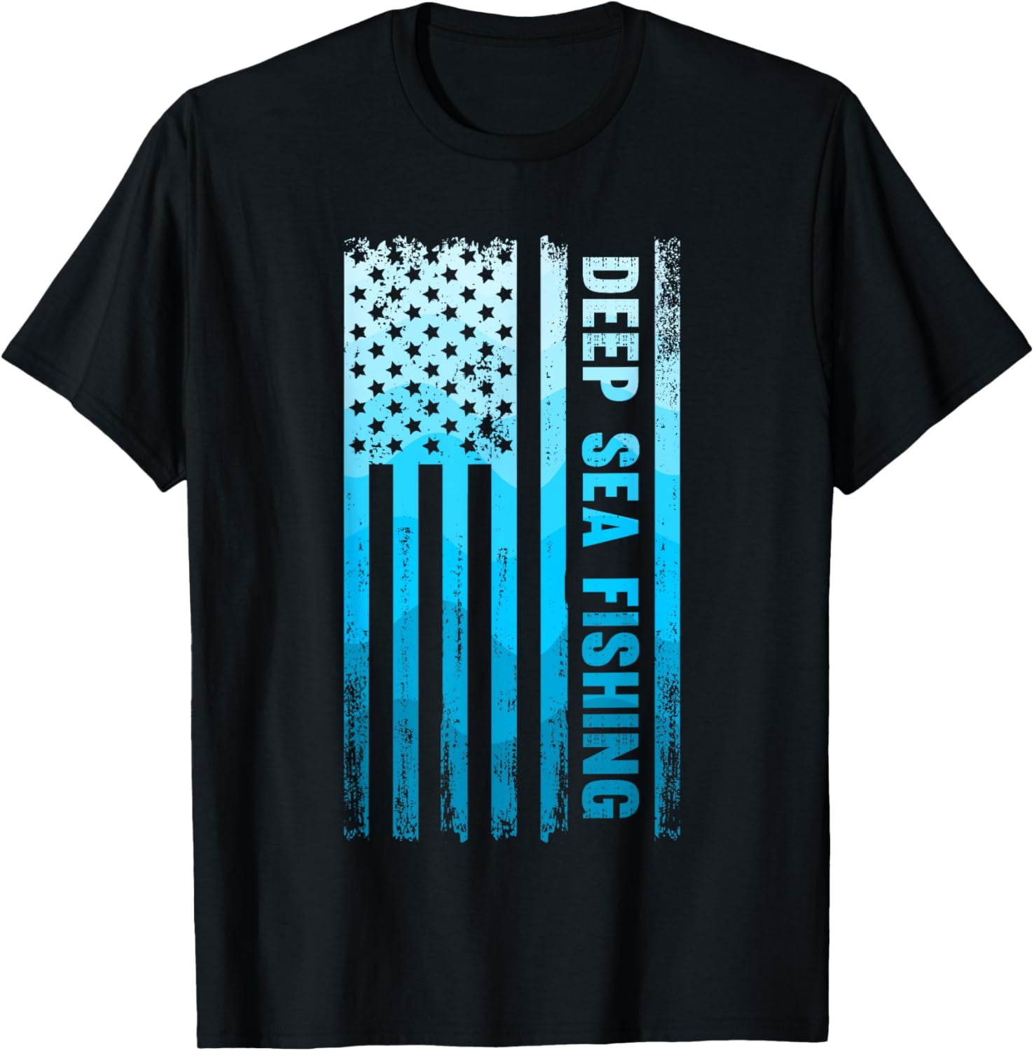 Deep Sea Fishing USA Flag Deep Sea Fishing Rod Man Saltwater T-Shirt100 ...