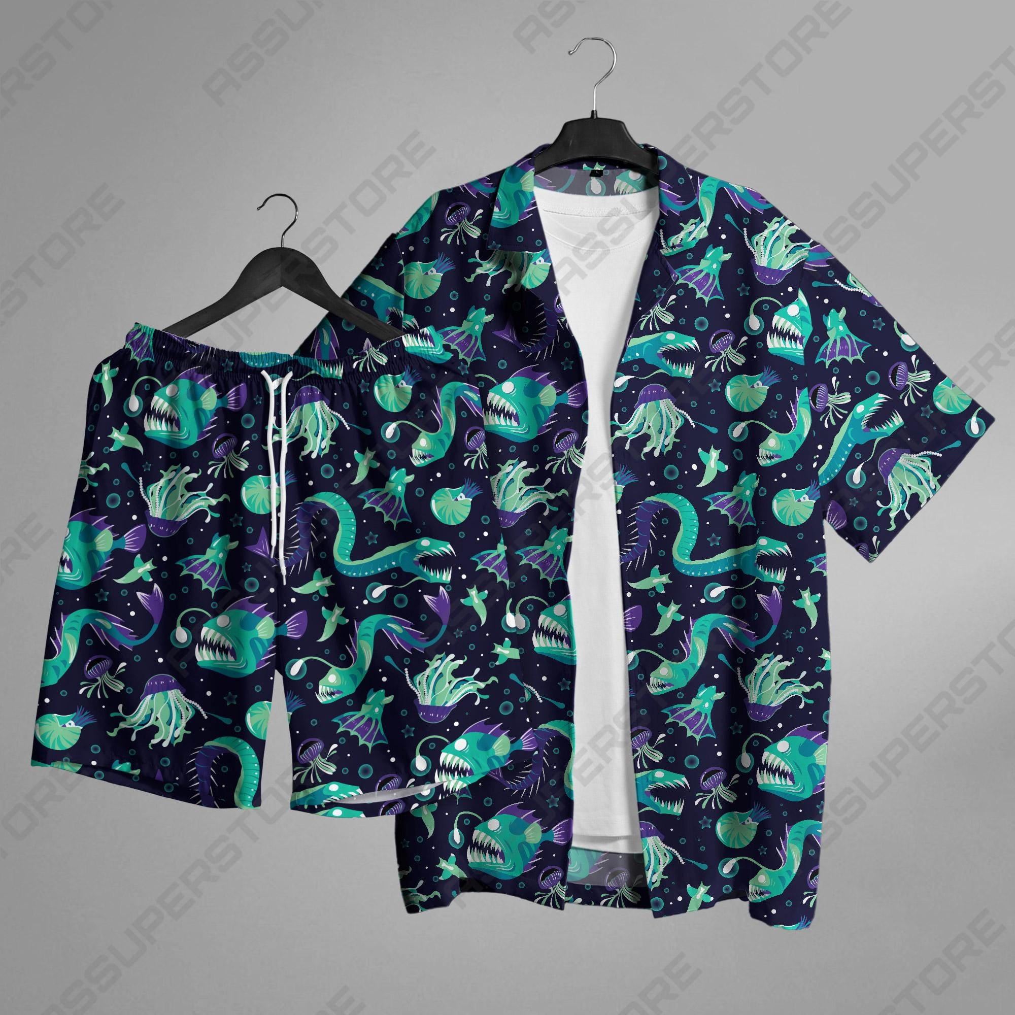 Deep Sea Hawaiian Shirt Hawaii Button-Up Shirt Sea Summer Short Sea ...