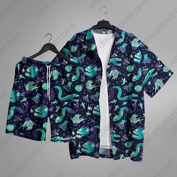 Deep Sea Hawaiian Shirt Hawaii Button-Up Shirt Sea Summer Short Sea ...
