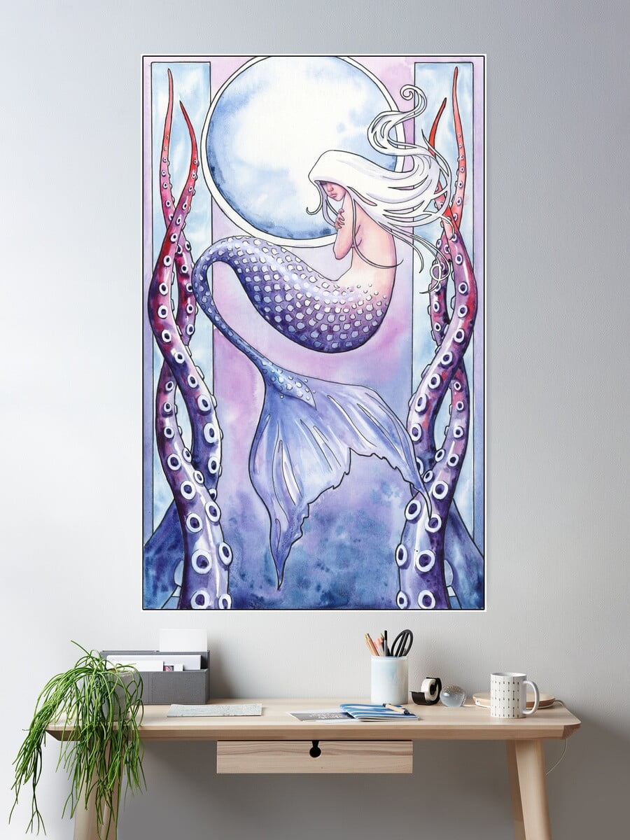 Deep Sea Mermaid Poster Wall Art, Modern Wall Decor For Living Room ...