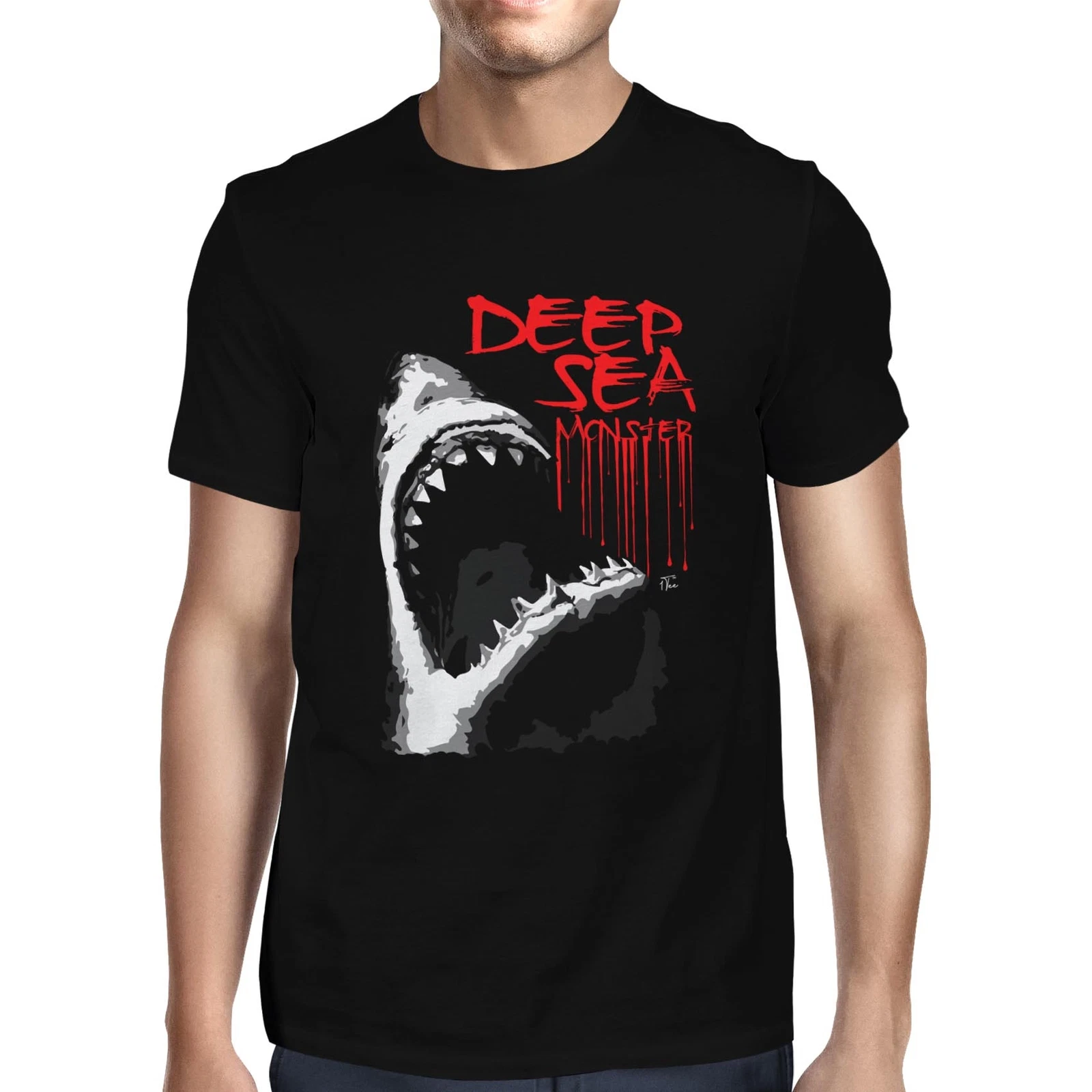 Deep Sea Monster Great White Shark Bold Ocean Creature Unisex T-Shirt ...