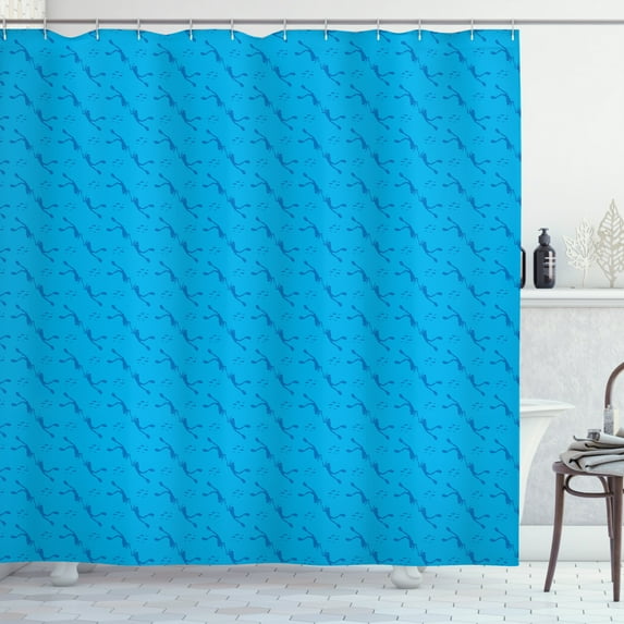 Deep Sea Shower Curtain, Marine-Themed Design Silhouettes of Divers ...