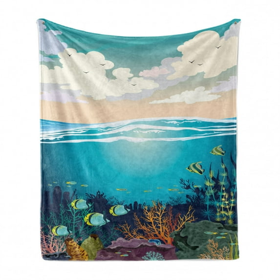 Deep Sea Soft Flannel Fleece Throw Blanket, Aquatic Nature Tender ...