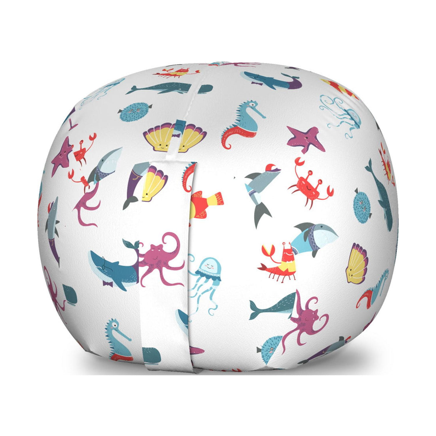 Deep Sea Storage Toy Bag Chair, Pattern of Doodle Style Sea Creatures ...