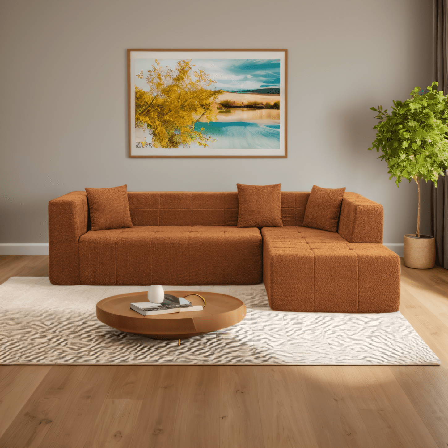 Deep Seat L Shaped Sectional Sofa, 105.5" Modular L-Shaped Sectional ...