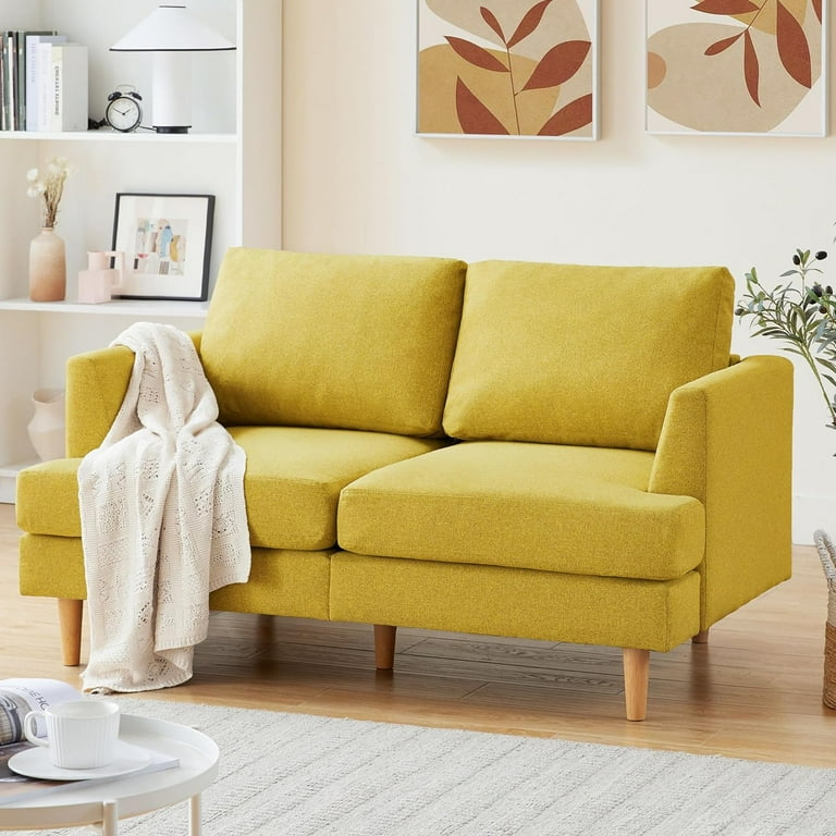 Yellow linen sofa store