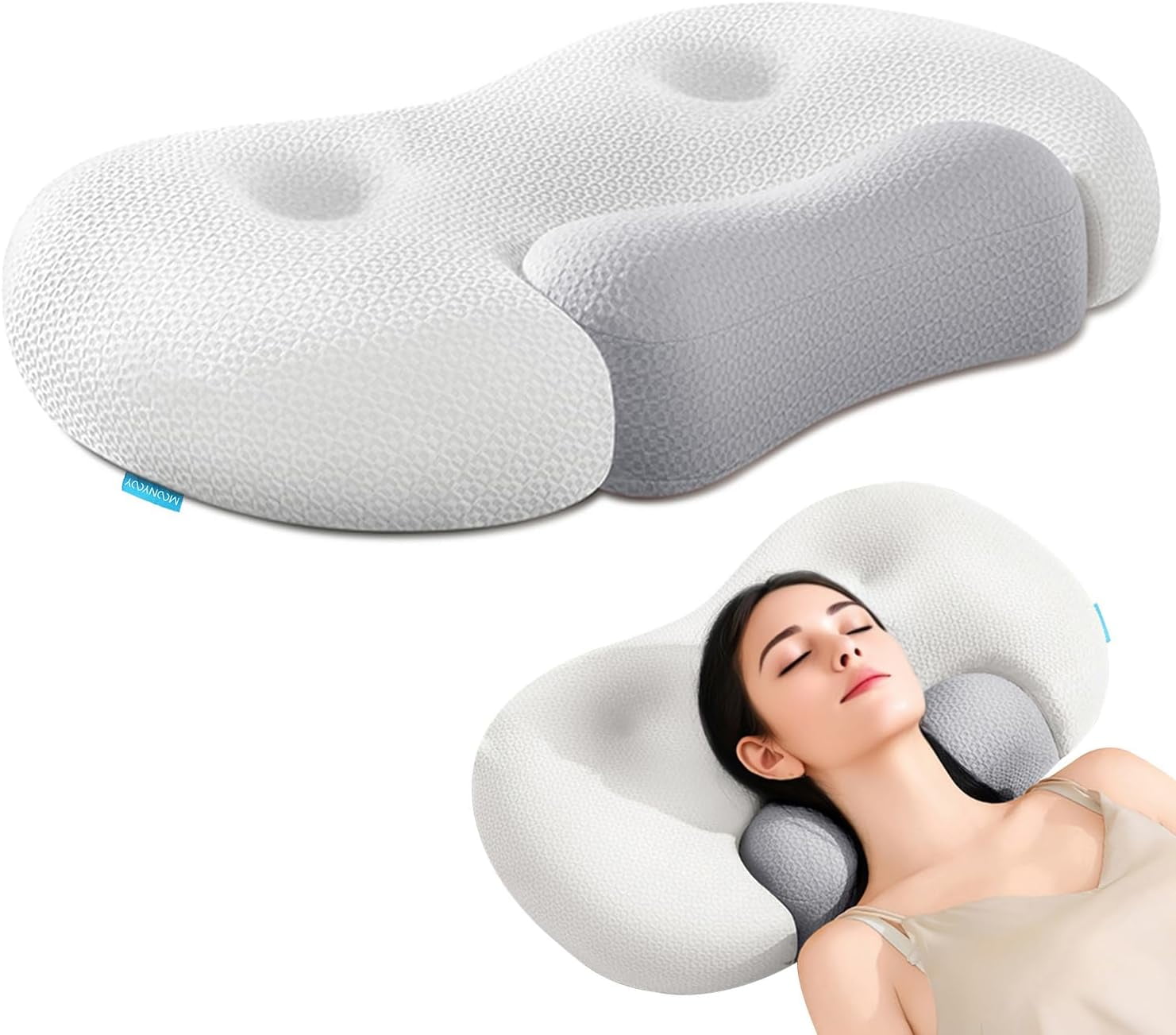 Deep Sleep Pillow, Contour Design for Side & Sleepers, Shape Gently ...