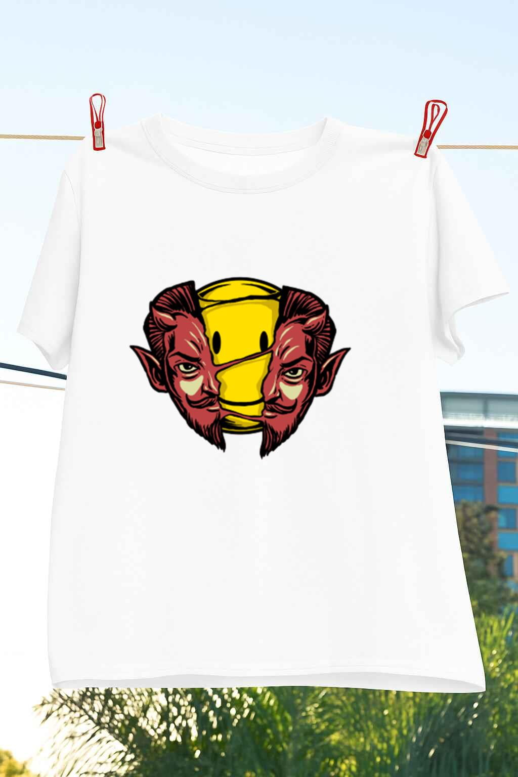 Deep Smile Logo Devil Creepy Horror Cartoon Graphic Unisex T-Shirt up ...