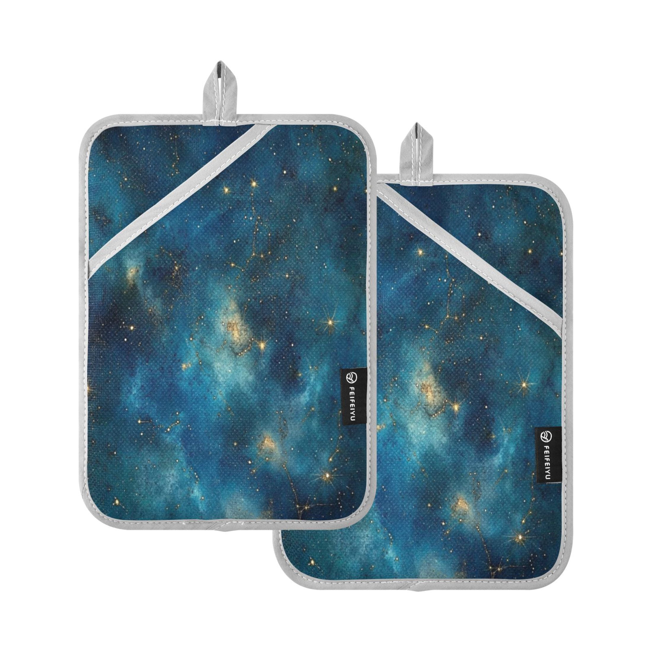 Deep Space Nebula 7x9.8in Pot Holder Set Heat-Resistant Oven Hot Pads ...