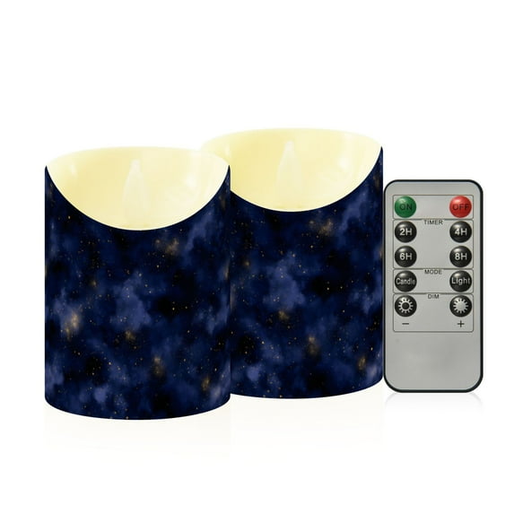 Deep Space Sky Flameless Candles 2 PCS with Remote Realistic Moving ...